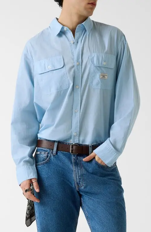Guess Boxi Cotton Button-up Shirt - Open Blue