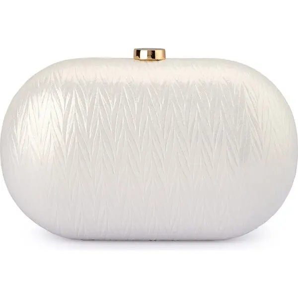 OLGA BERG Izza Oval Frame Clutch - Pearl