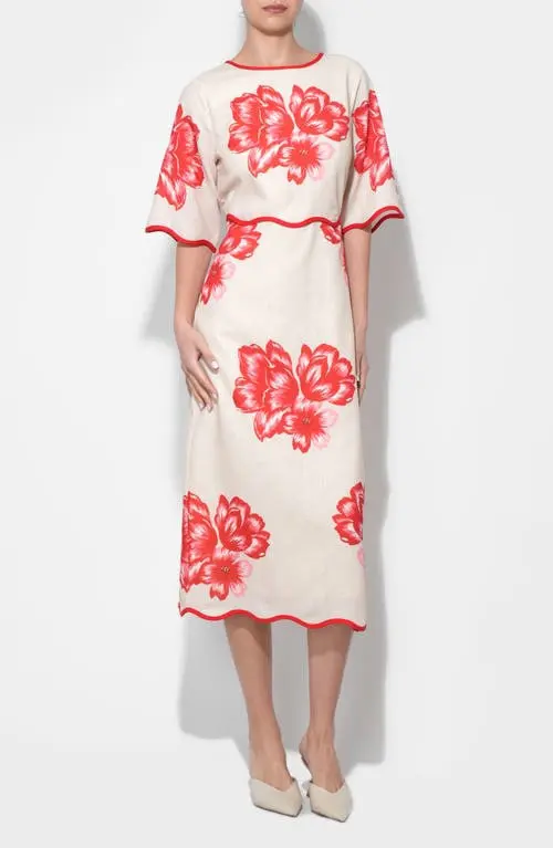 Adelyn Rae Sonia Floral Print Midi Dress