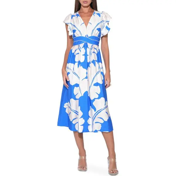 Adelyn Rae Avery Botanical Print Midi Dress