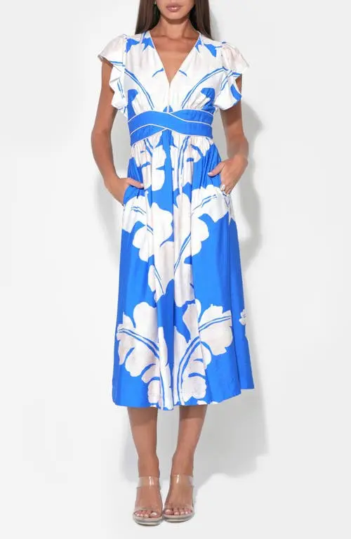 Adelyn Rae Avery Botanical Print Midi Dress