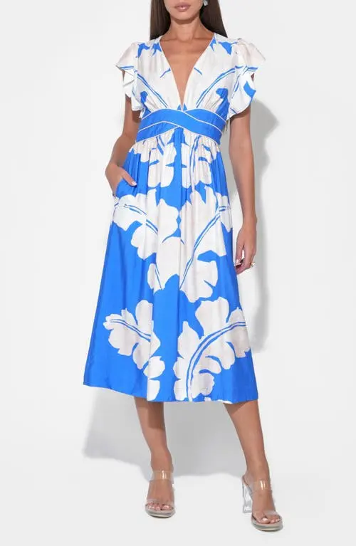 Adelyn Rae Avery Botanical Print Midi Dress