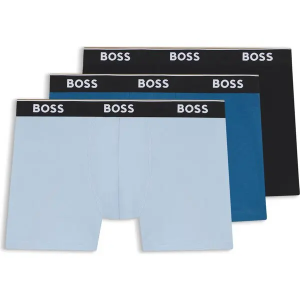 BOSS Assorted 3-pack Power Stretch Cotton Boxer Briefs - Open Blue