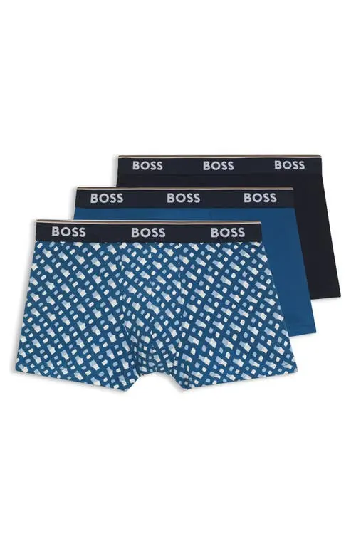 BOSS Assorted 3-pack Power Stretch Cotton Trunks - Open Blue