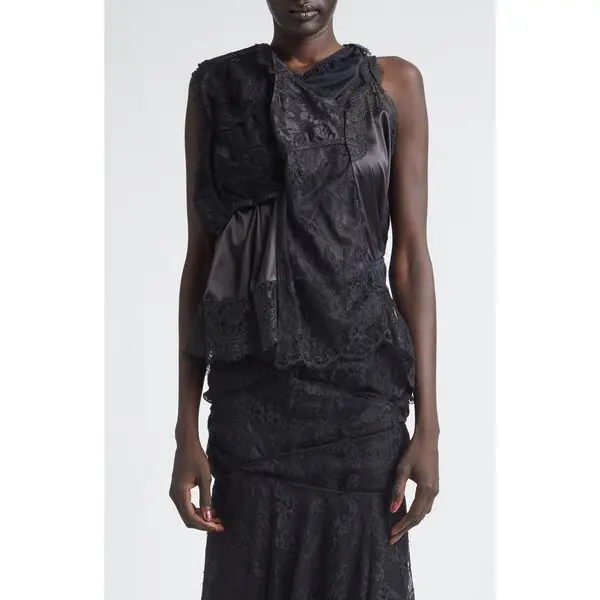 Junya Watanabe Mixed Lace Asymmetric Top