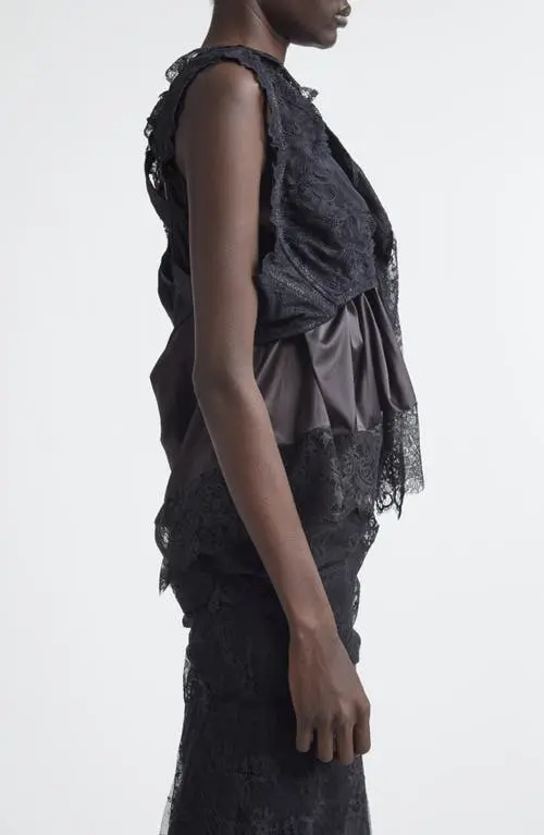 Junya Watanabe Mixed Lace Asymmetric Top