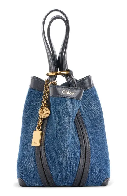 Chloé Small Spin Denim Crossbody Tote - Ashes Blue