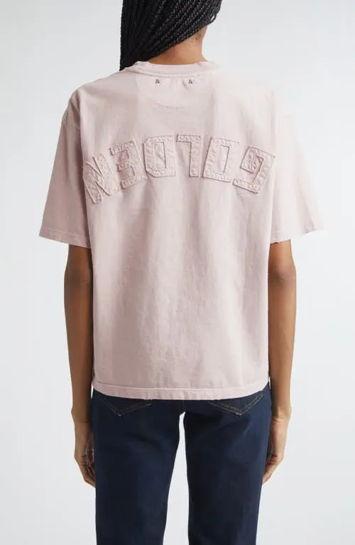 GOLDEN GOOSE Distressed Reverse Logo Boxy Cotton Jersey T-shirt - Shadow Gray