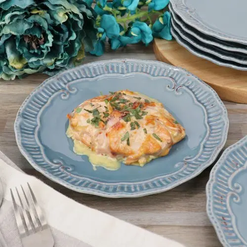 MODERN SOUTHERN HOME Capri 6 Piece 11in Stoneware Embossed Dinner Plate Set