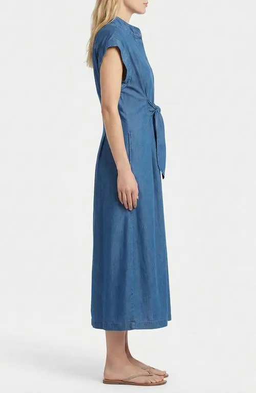 APNY Tie-front Denim Midi Shirtdress