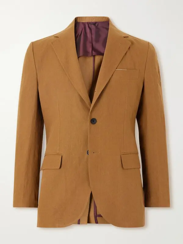 Rubinacci Linen Suit Jacket - Brown