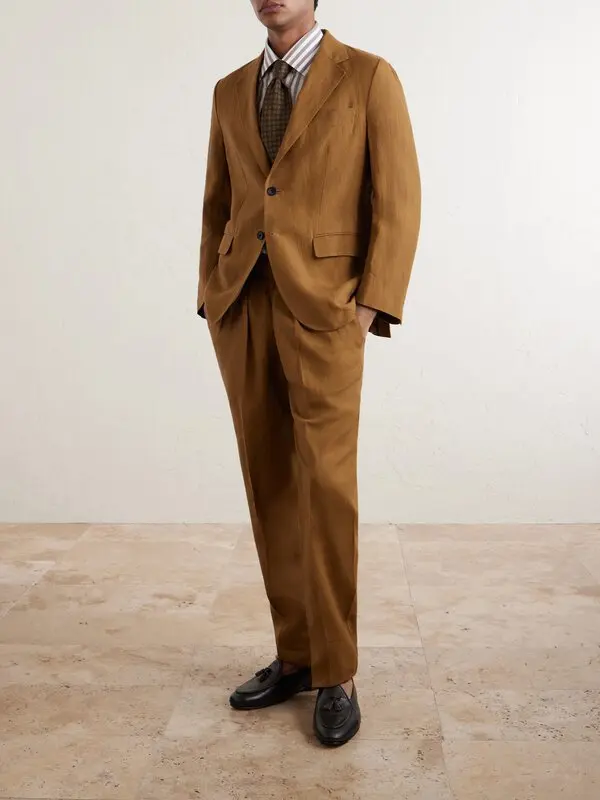 Rubinacci Linen Suit Jacket - Brown