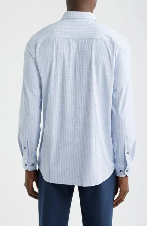 Johnston & Murphy Xc+™ Motion Microcheck Knit Button-up Shirt - White/navy Grid