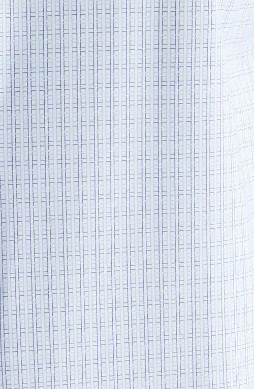 Johnston & Murphy Xc+™ Motion Microcheck Knit Button-up Shirt - White/navy Grid