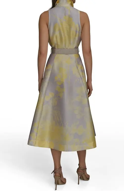 Donna Karan New York Floral Print Sleeveless Midi Shirt Dress - Limoncello Multi