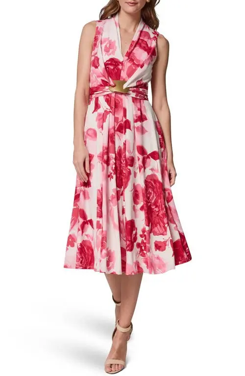 Donna Karan New York Floral Print Sleeveless Midi Dress - Azalea Muli