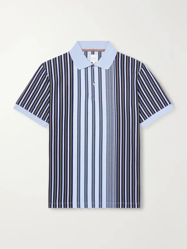 Paul Smith Striped Knitted Cotton Polo Shirt