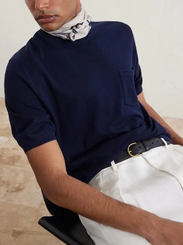 Ralph Lauren Purple Label Textured Silk-blend T-shirt