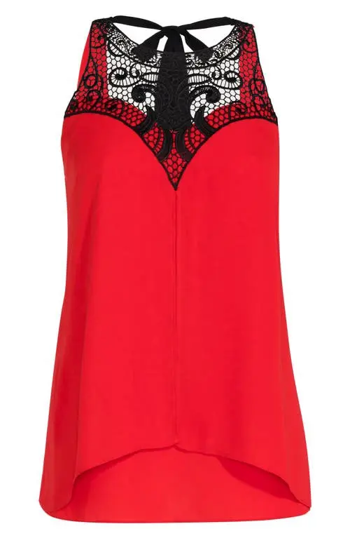 City Chic Layered Motif Lace Detail Tiered Top