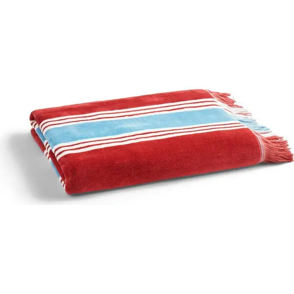 CHRISTY College Stripe Hammam Inspired Beach Towels - Earth Red