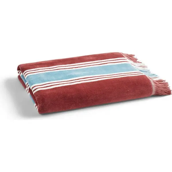 CHRISTY College Stripe Hammam Inspired Beach Towels - Earth Red
