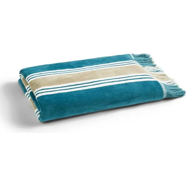 CHRISTY College Stripe Hammam Inspired Beach Towels - Lagoon