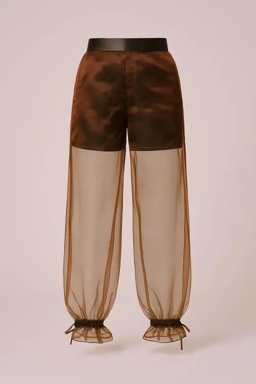SAN MALO Sheer Organza Pants With Gathered Hems