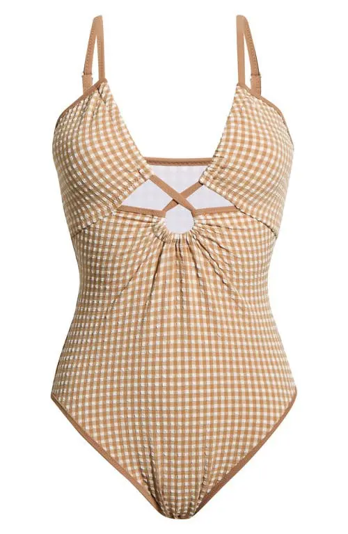 Sanctuary Keyhole Gingham One-piece Swimsuit - Toasted Coconut