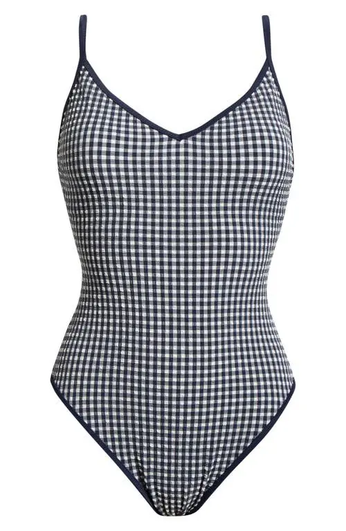 Sanctuary Gingham High Cut One-piece Swimsuit - Navy Mood