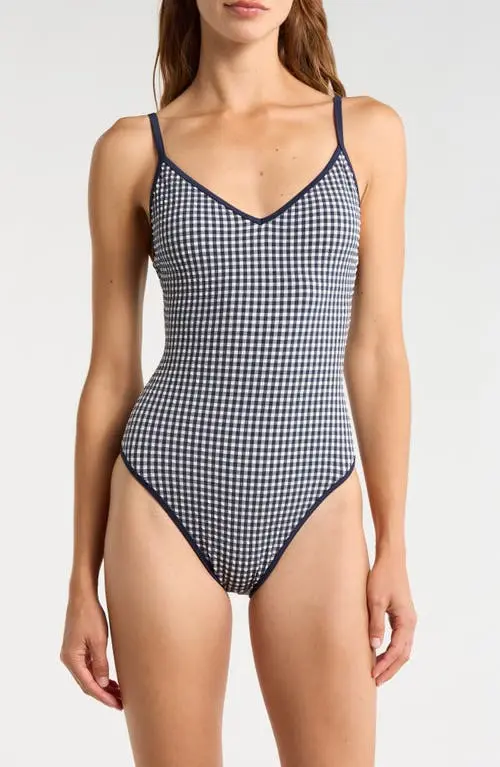 Sanctuary Gingham High Cut One-piece Swimsuit - Navy Mood