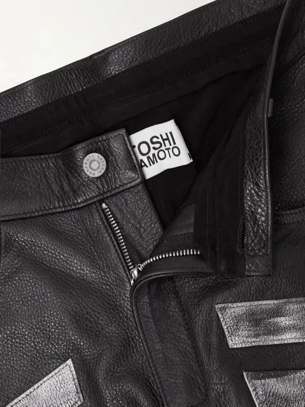 SATOSHI NAKAMOTO 2.0 Moto Appliquéd Leather Trousers