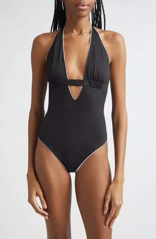 Max Mara Reversible Plunge Neck One-piece Swimsuit - Black