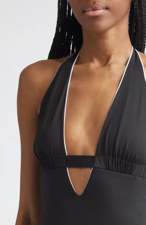 Max Mara Reversible Plunge Neck One-piece Swimsuit