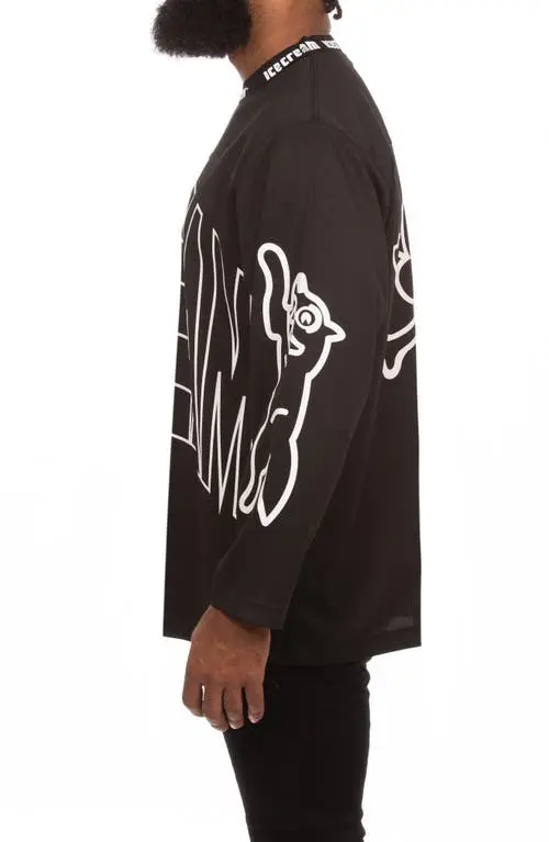 ICECREAM Hyperdrive Oversize Long Sleeve Graphic T-shirt - Black