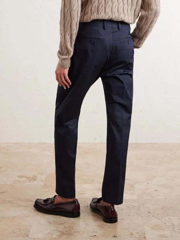 Nn07 Tapered Pleated Organic Cotton-blend Twill Trousers