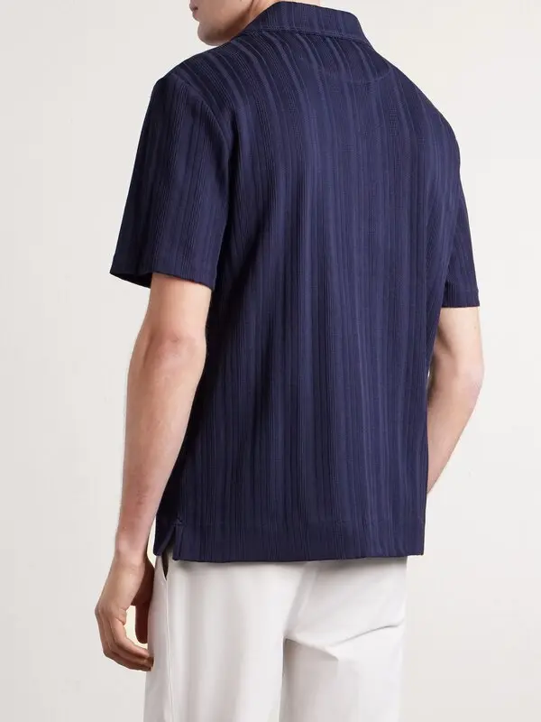 Mr P. Camp-collar Textured Organic Cotton Shirt