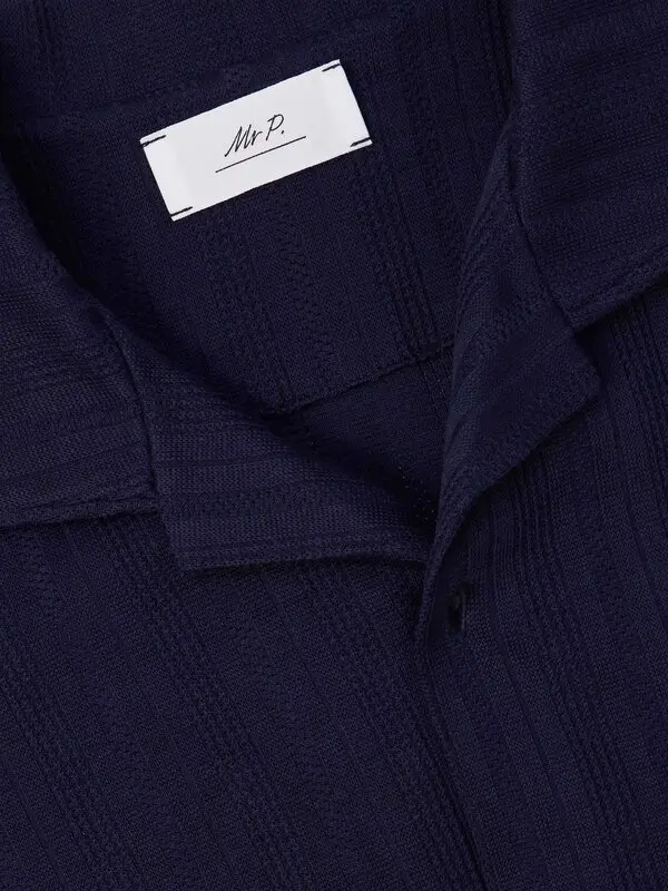 Mr P. Camp-collar Textured Organic Cotton Shirt