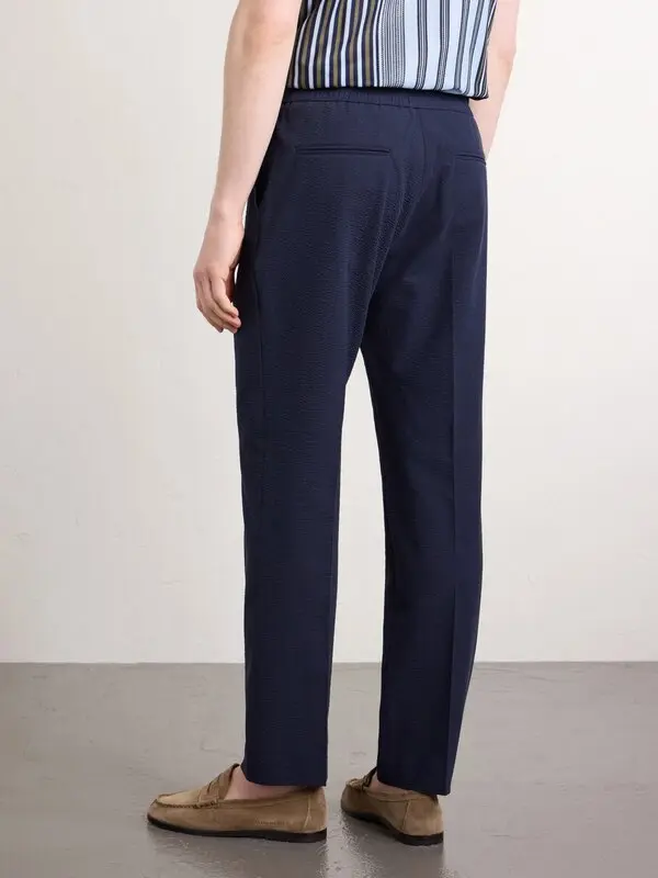 Paul Smith Straight-leg Cotton-blend Seersucker Trousers - Blue