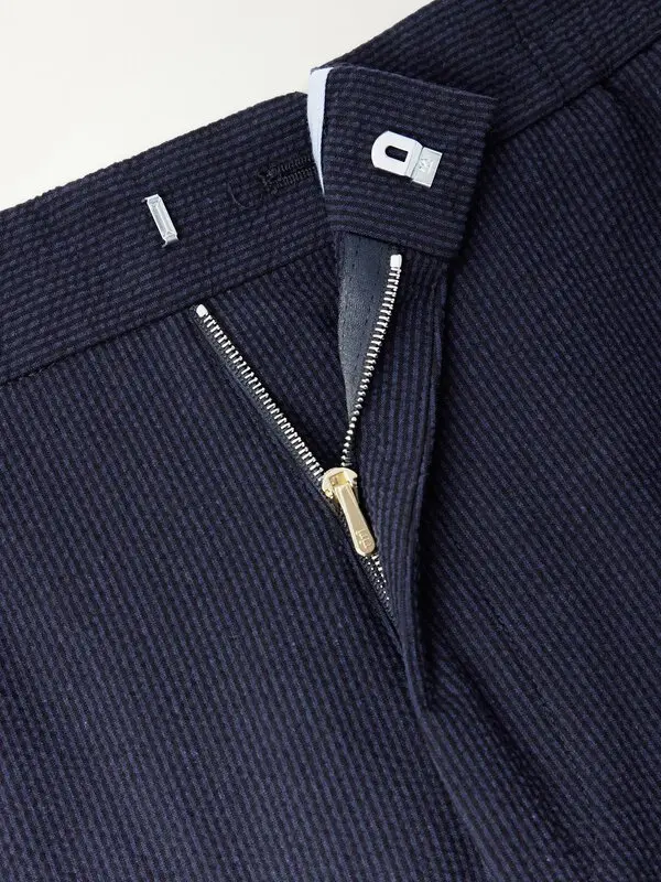 Paul Smith Straight-leg Cotton-blend Seersucker Trousers - Blue