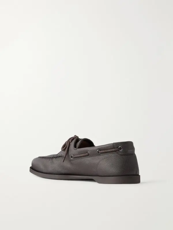 John Lobb Foil Full-grain Leather Boat Shoes