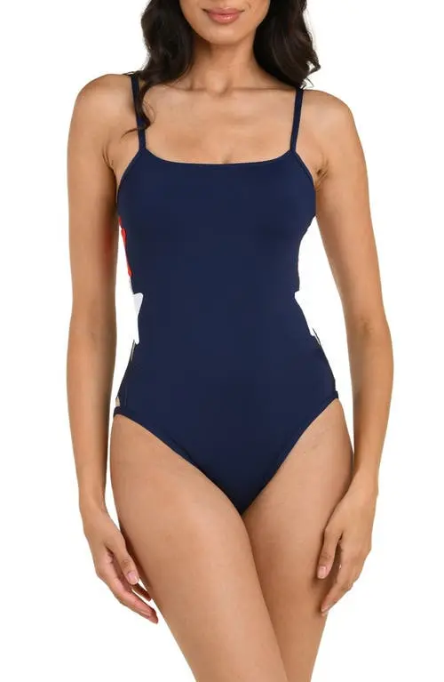 La Blanca Americana Lingerie One-piece Swimsuit - Blue Multi