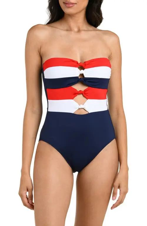La Blanca Striped One-piece Swimsuit With Knotted Detail