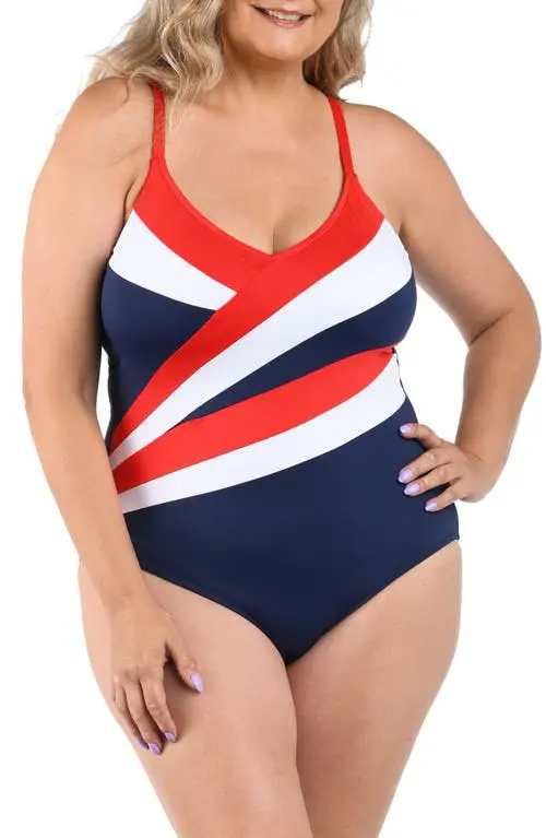 La Blanca Striped One-piece Swimsuit - Blue Multi