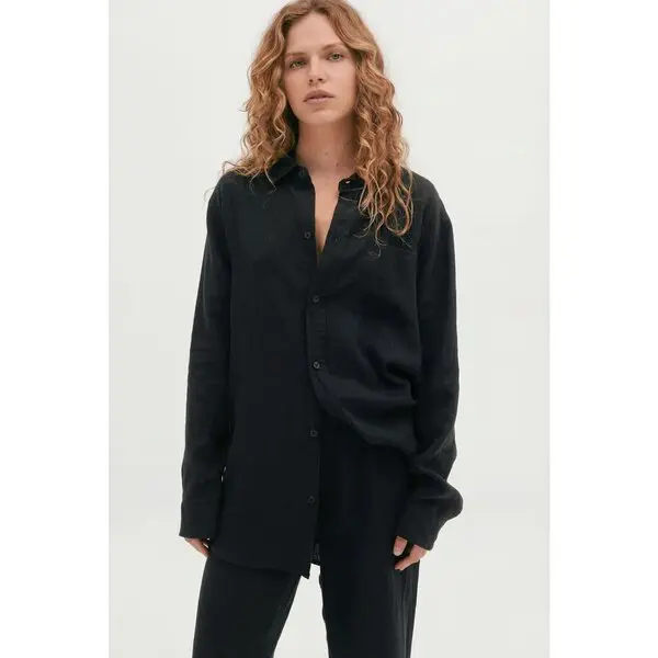Desmond & Dempsey Lounge Pajama Shirt - Black