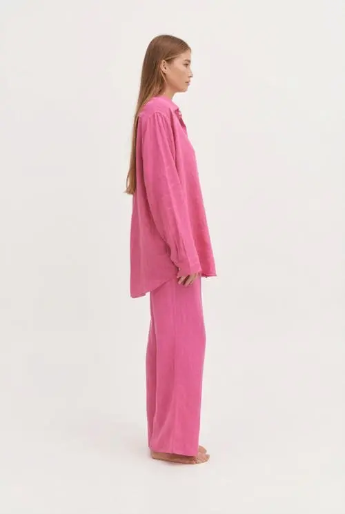 Desmond & Dempsey Lounge Pajama Shirt - Pink