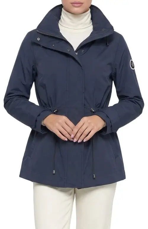 Gorski Lightweight Jacket With Concealed Hood - Navy