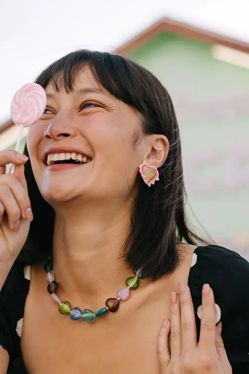 NOONDAY Lampwork Heart Glass Bead Necklace