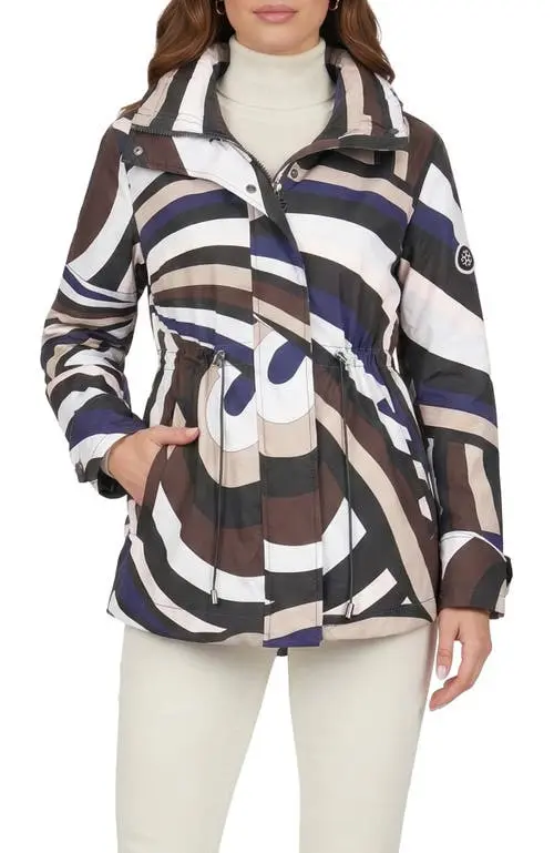 Gorski Printed Lightweight Jacket - Navy/brown Swirl