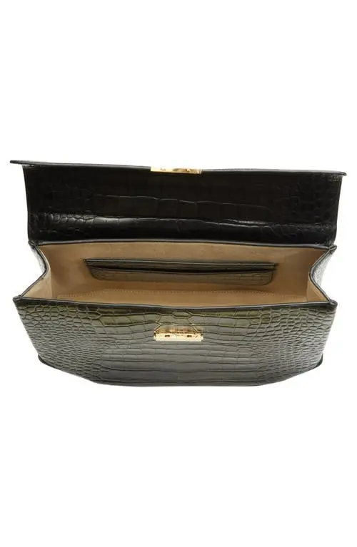 TOTEME Croc Embossed Leather Top Handle Bag - Black