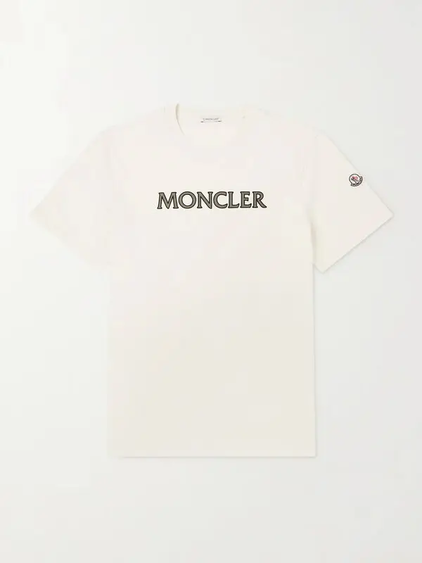 Moncler Logo-print Cotton-jersey T-shirt - Neutrals